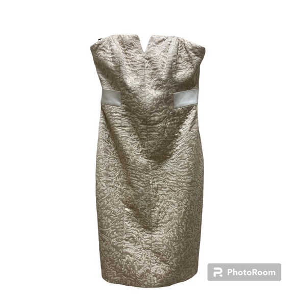 Halston Heritage | Dresses | Halston Heritage Strapless Gold Cocktail ...